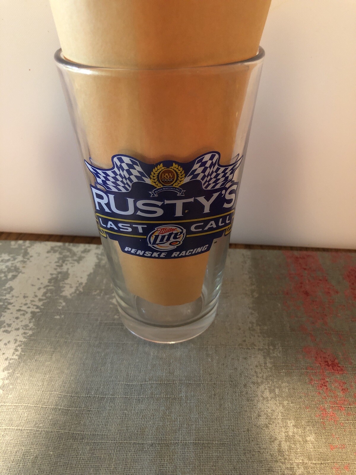 Rusty Wallace Last Call DRINKING GLASS PINT BEER Miller Lite #2 | eBay