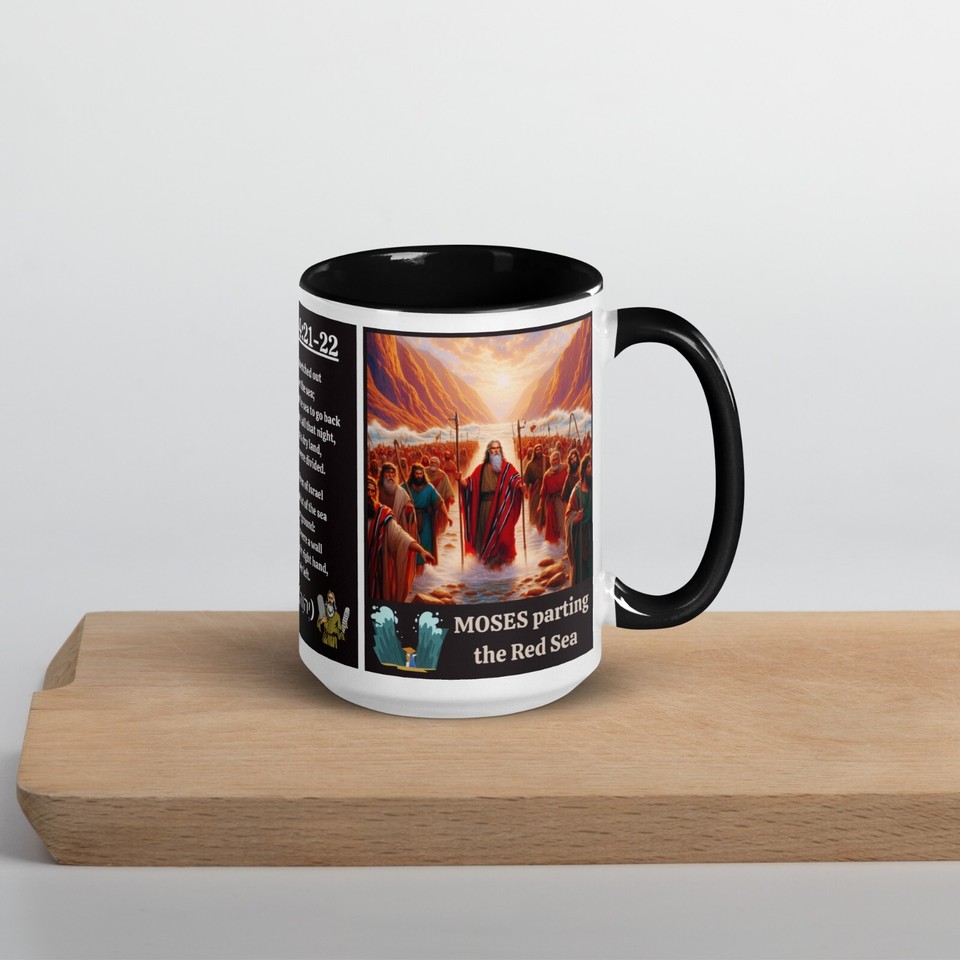 Moses parting the Red Sea Exodus Old Testament Holy Bible 15oz Coffee ...