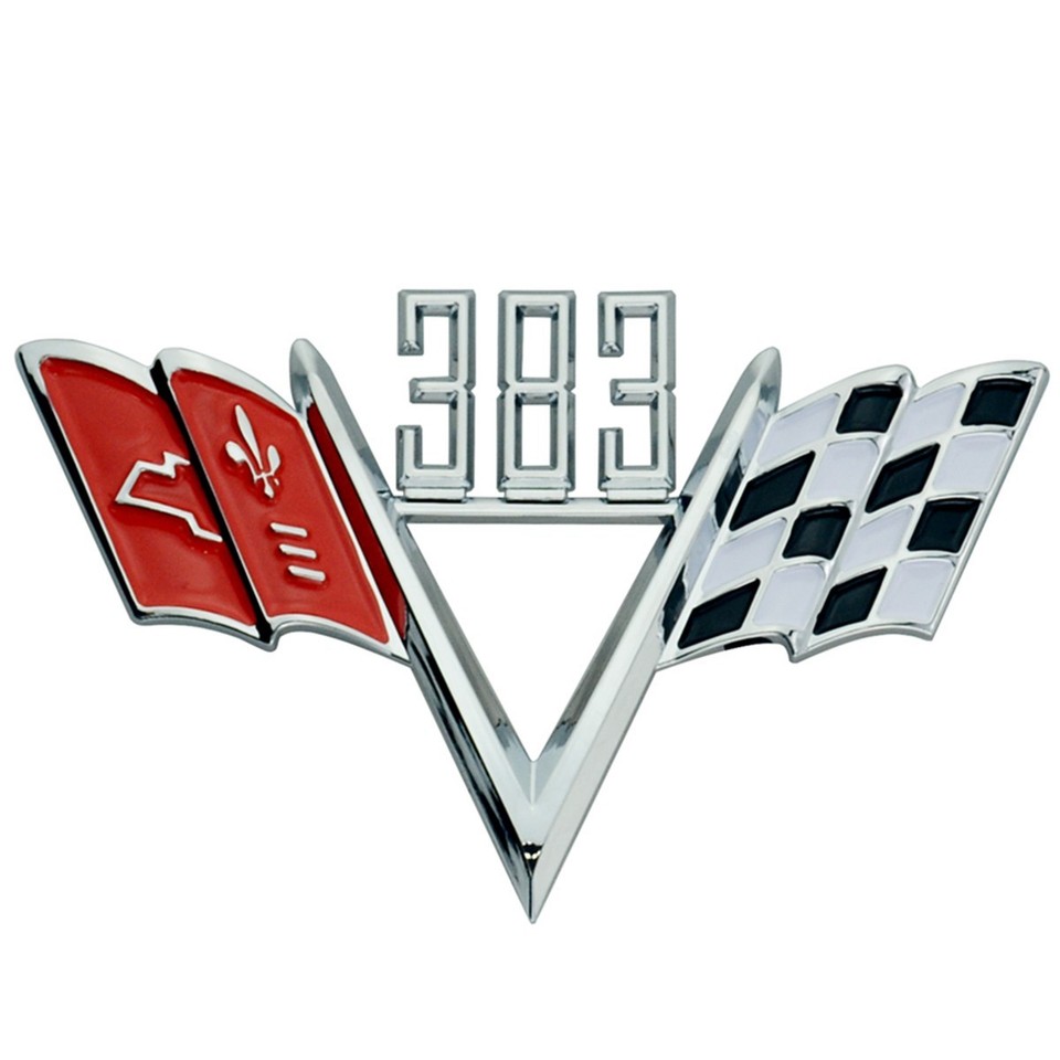 2Pc Custom 383 Cross Flag Fender Emblem Set Fits 1960s Chevy Style Trim ...