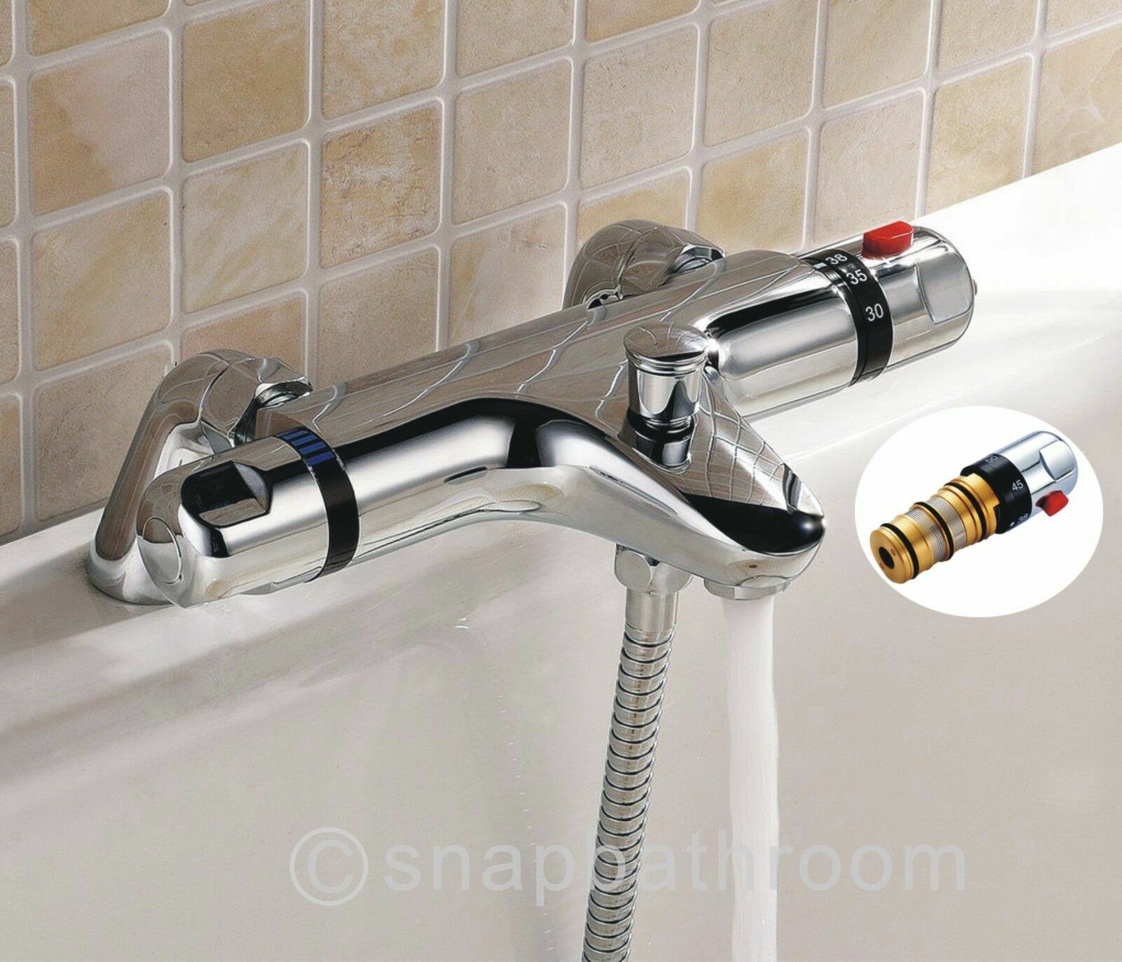 Thermostatic Bath Shower Mixer Tap Set With Square 3 Way Rigid Riser ...