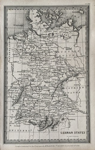 1832 German Confederation Original Antique Map by Thomas Starling | eBay