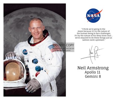 NEIL ARMSTRONG "FACE CHALLENGES" QUOTE AUTOGRAPHED NASA SEAL 8X10 PHOTO ...