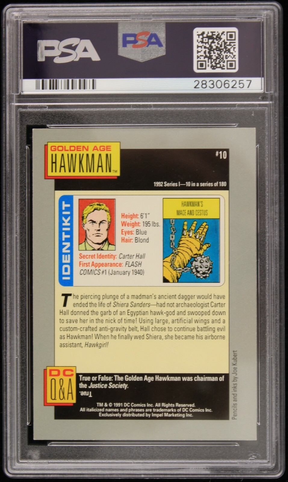 1992 Joe Kubert DC Comics Golden Age Hawkman Signed #10 Trading Card ...