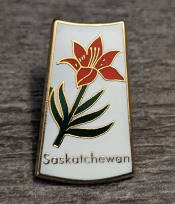 Saskatchewan Canada Province Western Red Lily Gold-Tone Souvenir Lapel ...