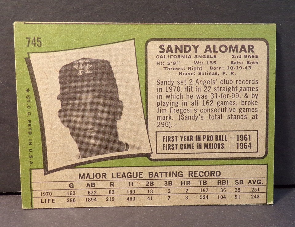 1971 Topps #745 Sandy Alomar California Angels | eBay