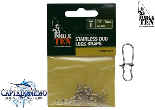STAINLESS STEEL DUO LOCK SNAPS SIZE: 1 QTY: 18PCS FORCE TEN TACKLE 8570 ...