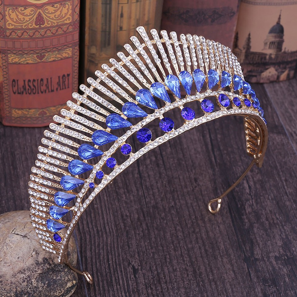 72 Styles Blue Crystal Queen Princess Tiara Crown Wedding Princess For ...