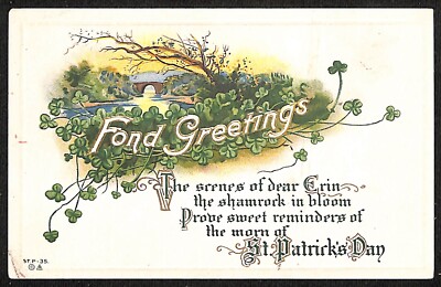 St. Patrick's Day Postcard Fond Greetings Scenes of Dear Erin Emboss NP ...