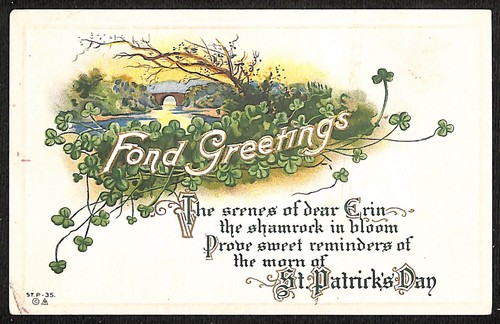St. Patrick's Day Postcard Fond Greetings Scenes of Dear Erin Emboss NP ...