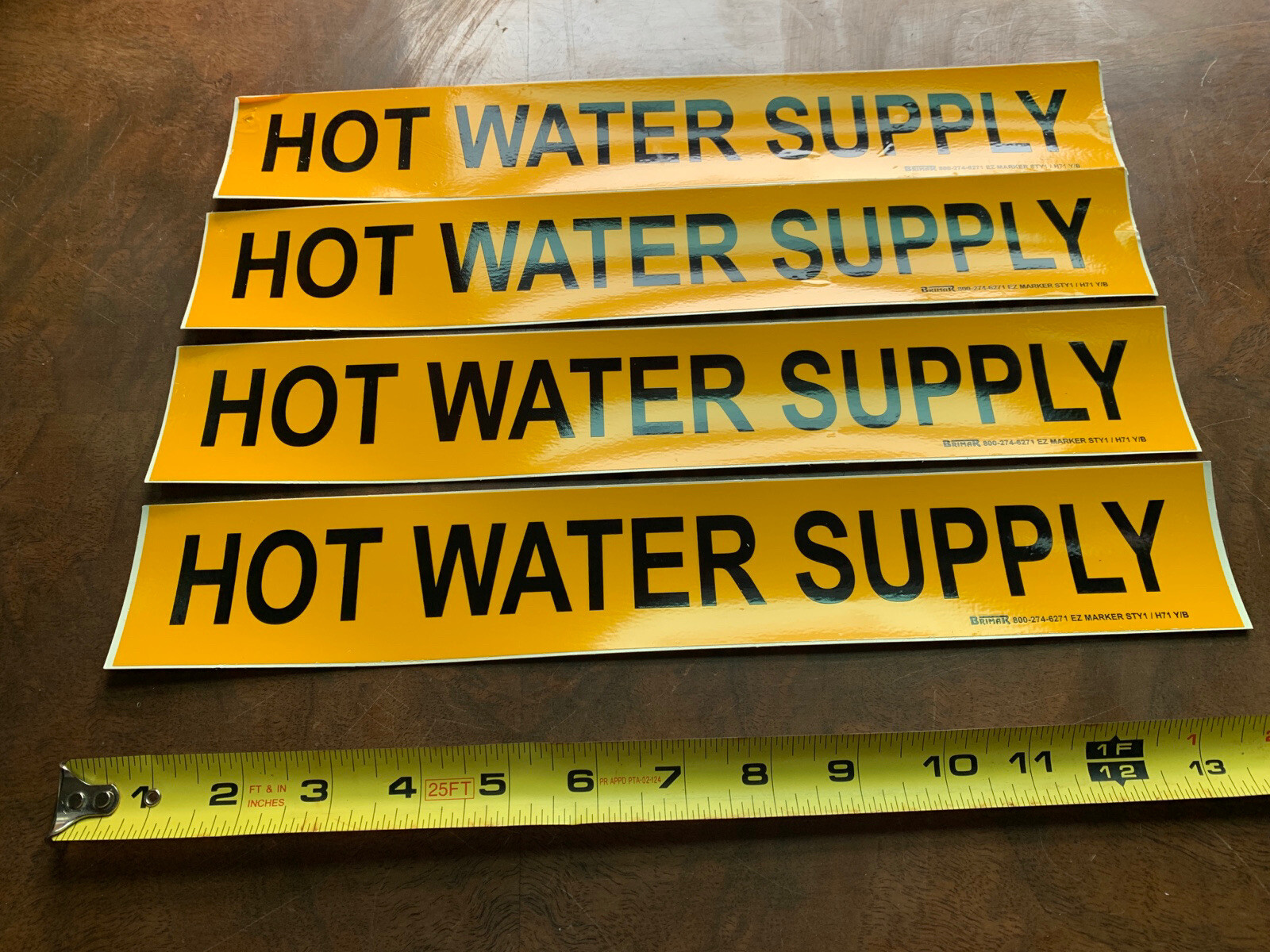 Hot Water Supply sticker - pack of 4 lot plumbing building maintenance ...