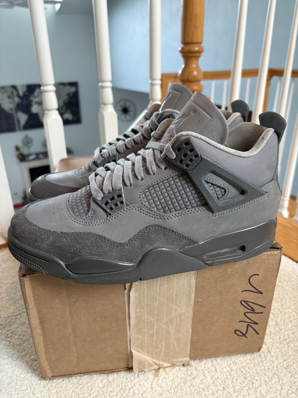 CLEAN Jordan 4 Paris Olympics Wet Cement Size 8.5 Wit… - Gem