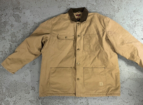 Mens Wolverine Work Jacket Brown Canvas Button Up SZ 3XL | eBay