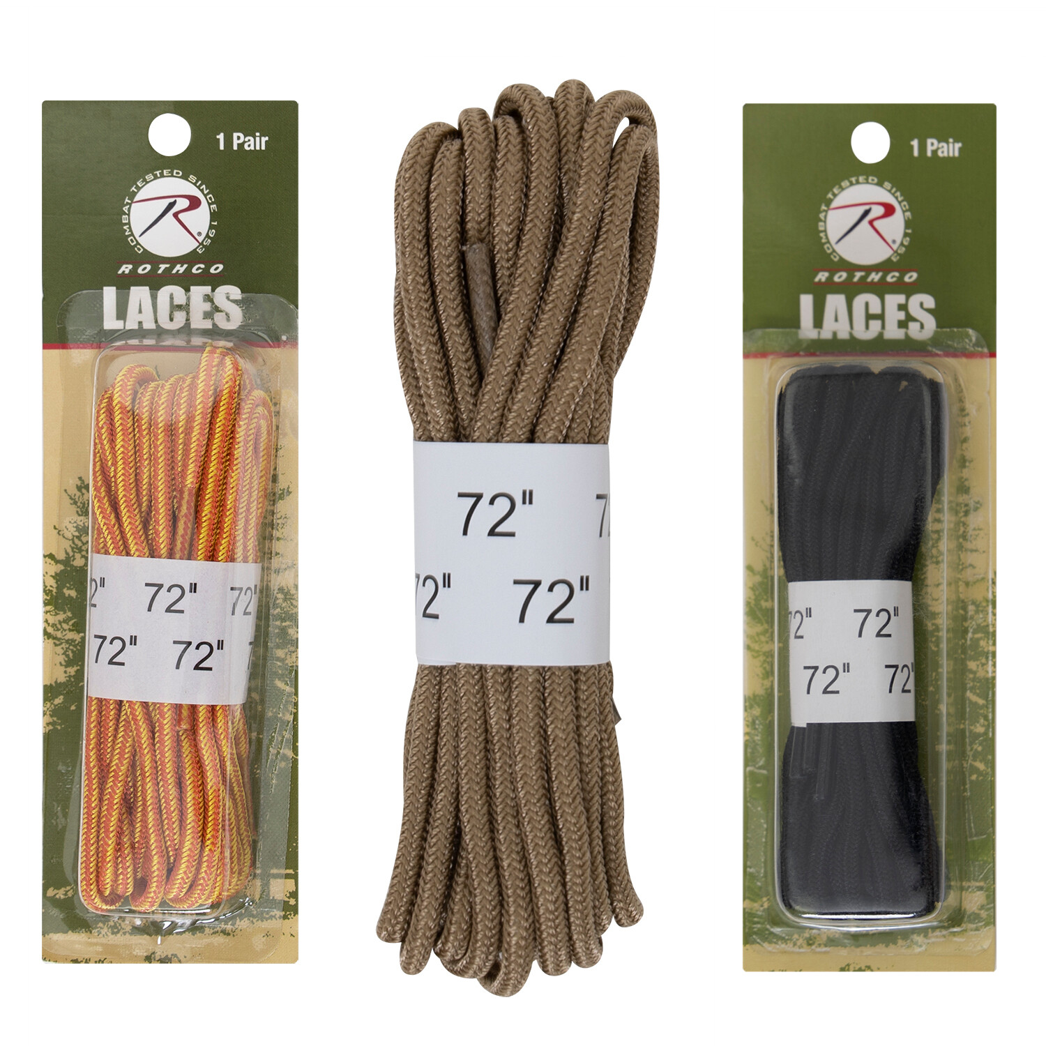 72" Long Workboot Shoe Laces - Nylon-Desert Tan, Black, Tan Boot Lace ...