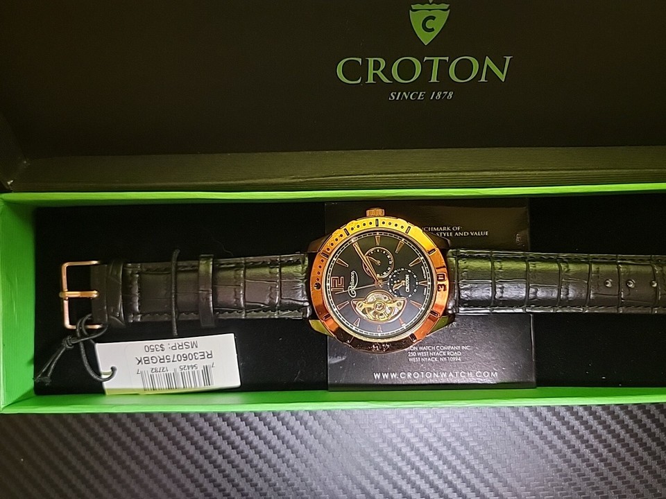 New CROTON Automatic Dial Reliance Watch Rose Gold/Black MSRP $350.00 ...