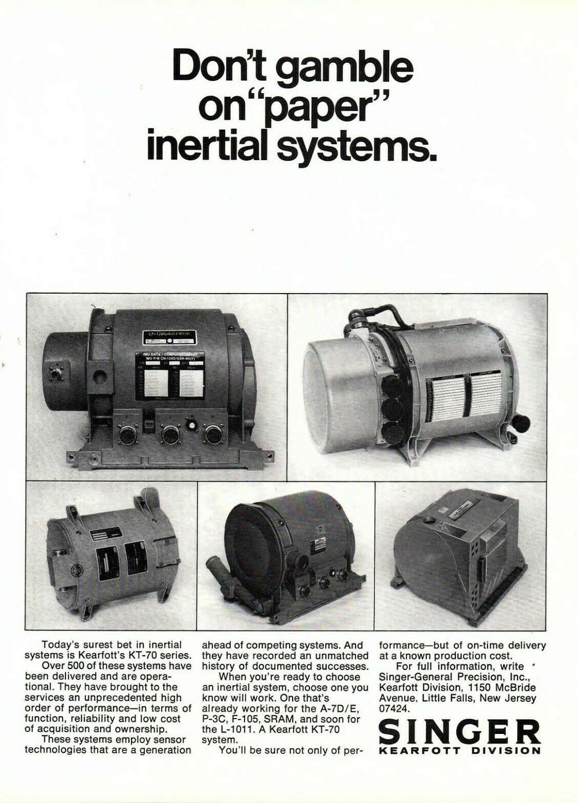 vtg 70s SINGER KEARFOTT INERTIAL SYSTEMS MAGAZINE AD Military Navy ...