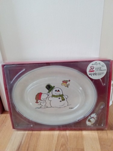 Peanuts Snoopy, Snowman Christmas Hallmark Plate Platter Tray 10 X 13 ...