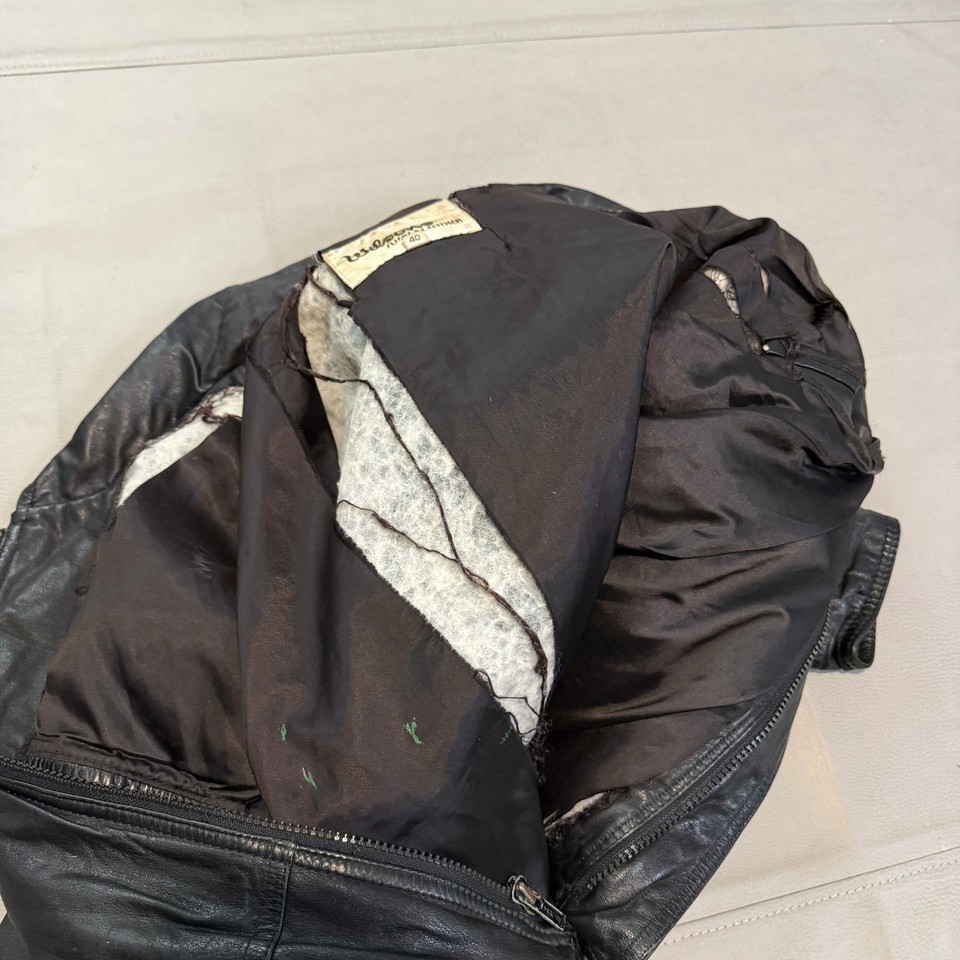Wilson Patch Leather Men Black Zip A-2 Bomber Punk Rock Emo Skate ...
