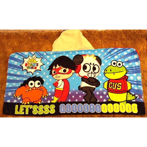 Ryan's World Hooded Towel 25" x 50" Ryan Gus Combo Panda & Moe Monster ...