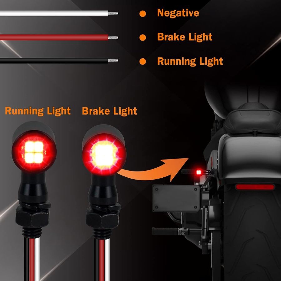 LED Tun Signals Universal Mini Motorcycle Blinkers Brake Tail Rear Red ...