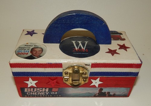 Bush Cheney 04 - Political Decorated Hinged Wooden Box with Pinbacks | eBay