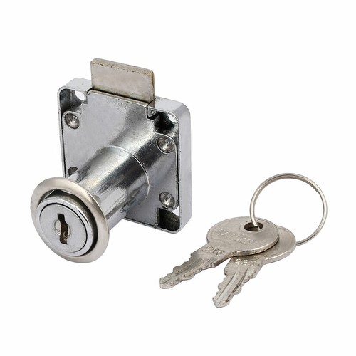 40mmx40mmx37mm Metal Square Base Drawer Lock Locker Silver Tone w Keys ...