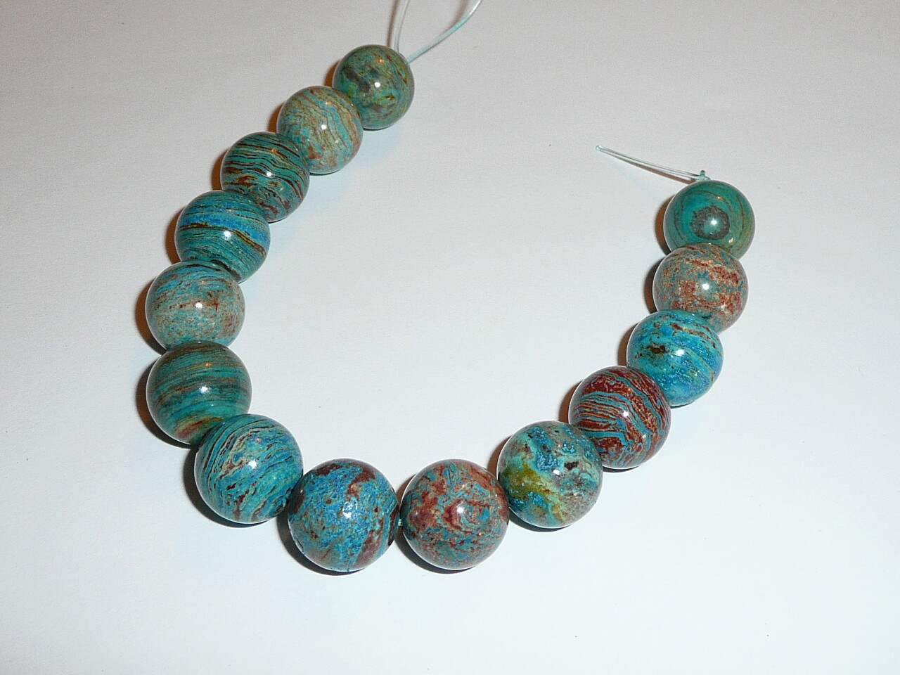 Gorgeous Imperial Turquoise Blue Round Beads 14mm (14 beads) Marble ...