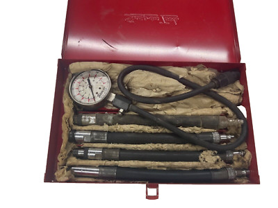 VINTAGE SNAP ON TOOLS COMPRESSION TESTER GAUGE SET w/ STEEL CASE, USA ...