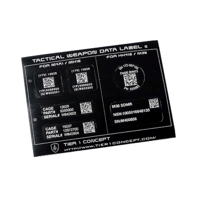 Tactical Data Matrix / QR Code Plastic Sticker Label For MK18 / HK416 ...