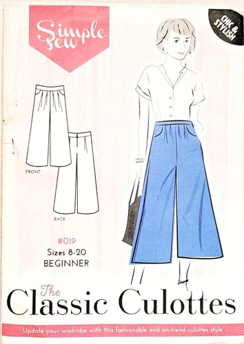 Culottes Sewing Pattern Ladies Beginner Simple Sew sizes 8-20 Vintage ...