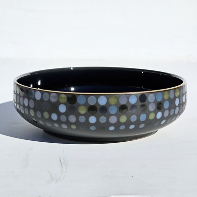 DENBY LANGLEY Jet Dots Large Serving Bowl Made In England 9.5" | eBay