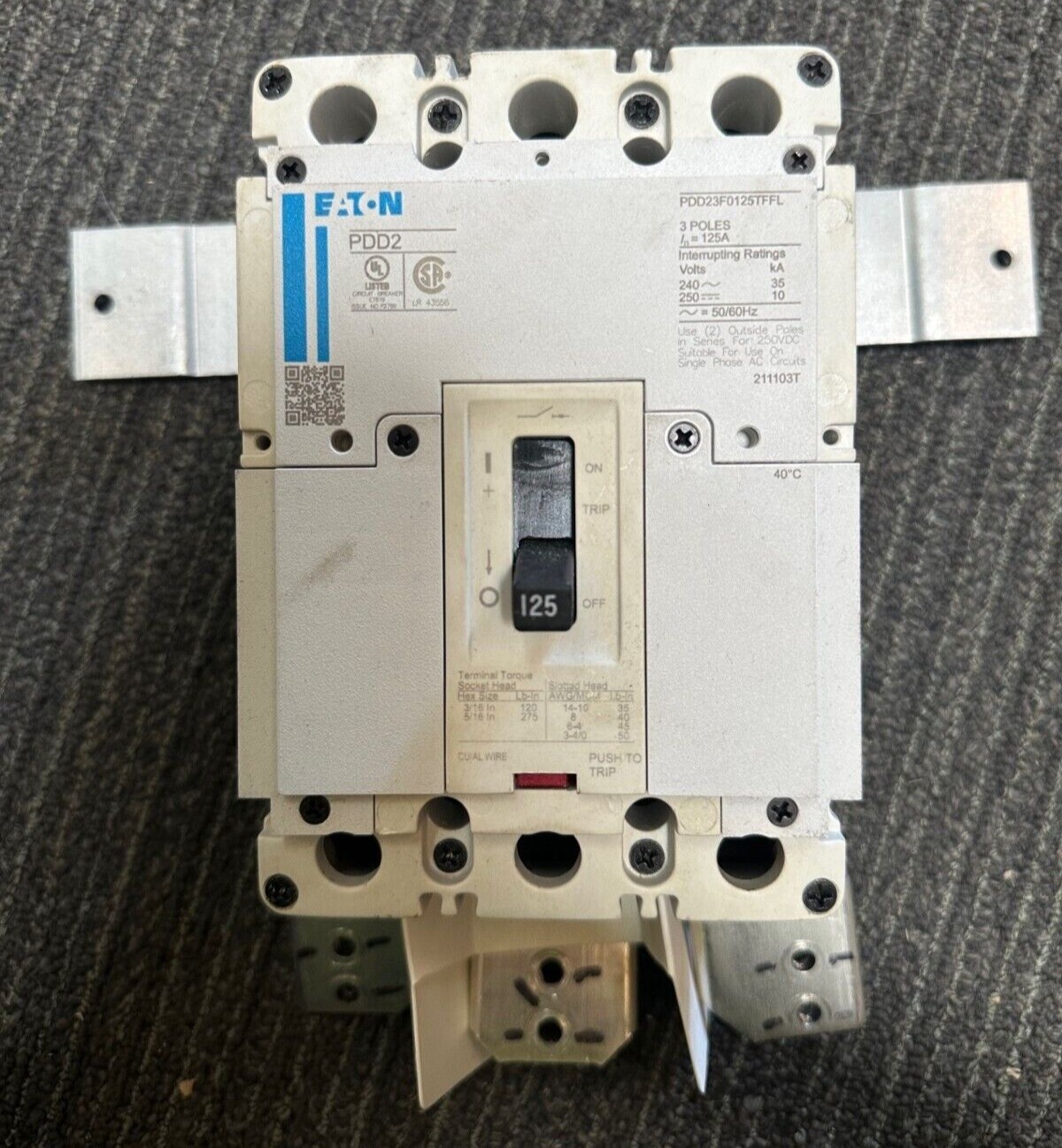 Eaton PDD2 125 Amp 3 Pole Power Defense Circuit Breaker PDD23F0125TFFL | eBay