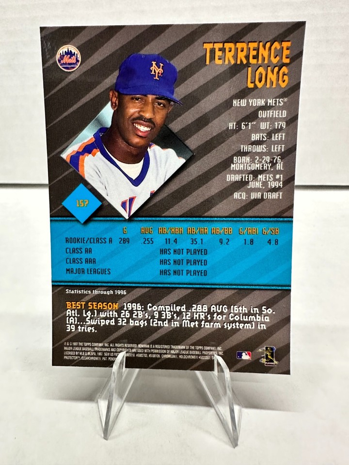 1997 Bowman's Best Card #157 Terrence Long New York Mets Baseball | eBay