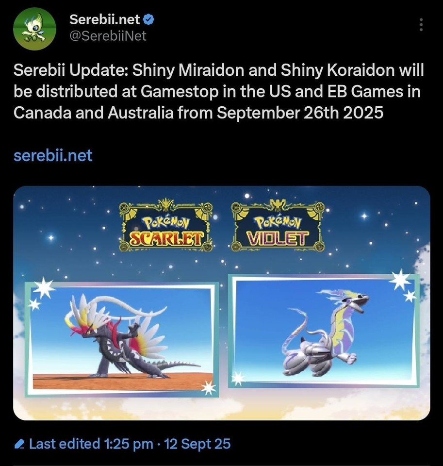 Pokemon Scarlet/Violet SHINY KORAIDON & MIRAIDON Evęnt Ver. Both Tradę ...