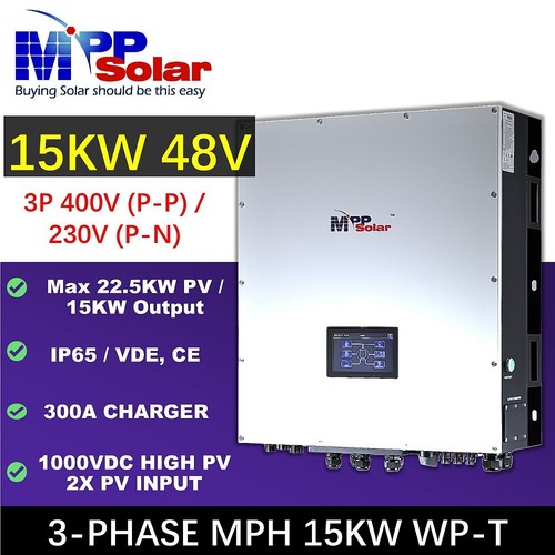 HMI 15kw 400V 3 phase 48v Hybrid MPP Solar Inverter PV 1000v MPPT VDE ...