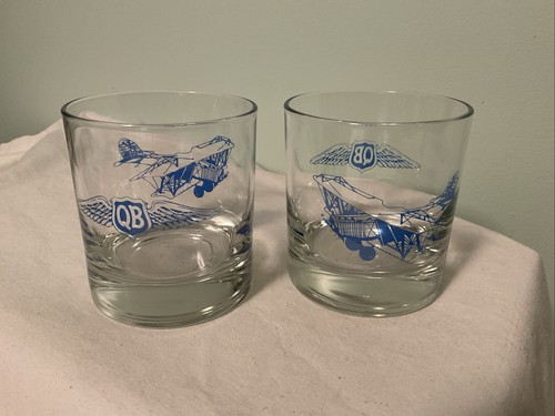 Quiet Birdmen QB Rocks Whiskey Glass Lot Of 2 Old Fashioned Drink Glass ...