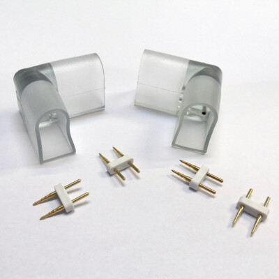 L Type LED Rope Light Connectors + 2-Pins for 8*17mm Neon Rope Light ...