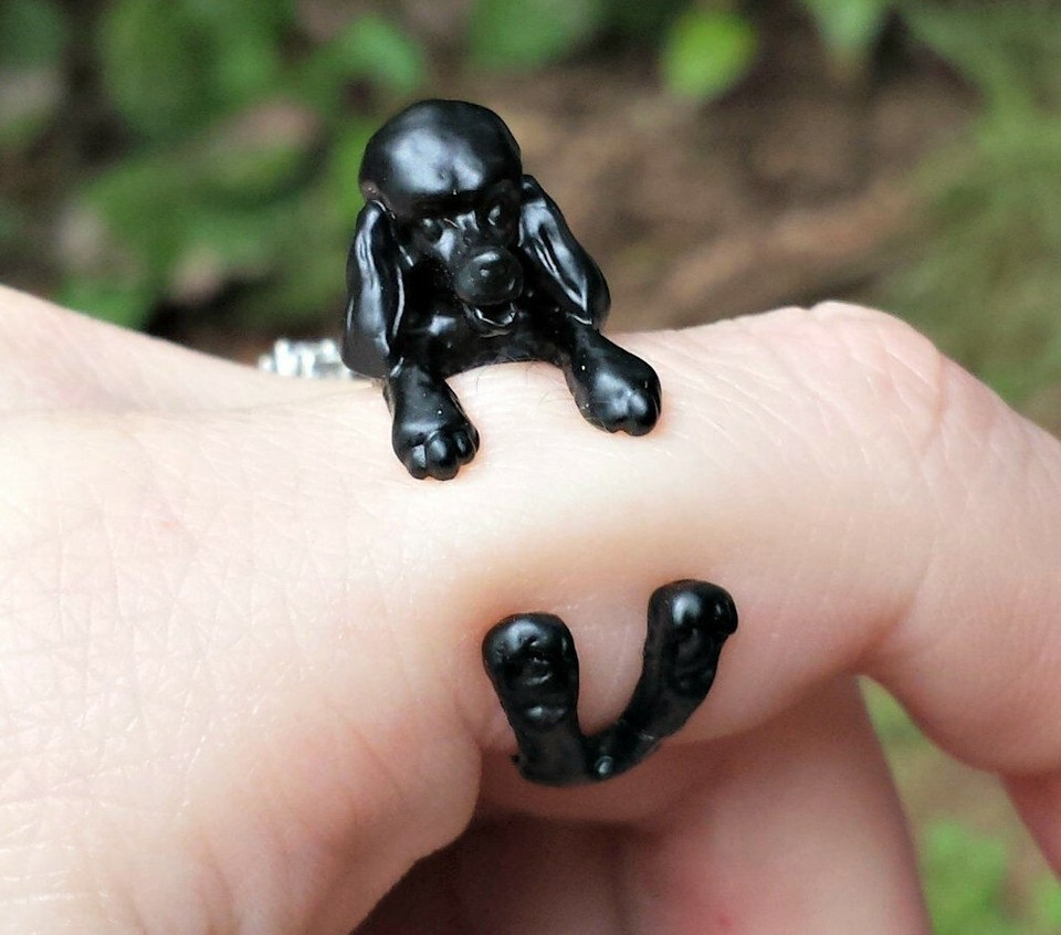 Poodle Ring - Adjustable Wrap Dog Ring - Silver, Black, Gold Animal Pet ...