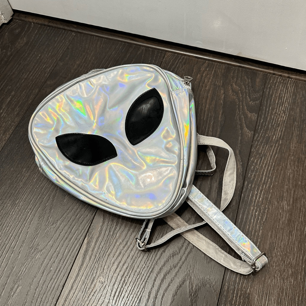 Y2K 90s Alien Backpack Holographic Metallic Grunge Go… - Gem