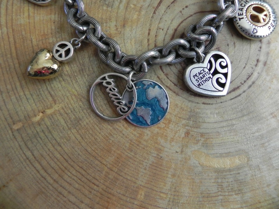 Brighton~PEACE Charm Bracelet up to 8 1/2" Retired | eBay