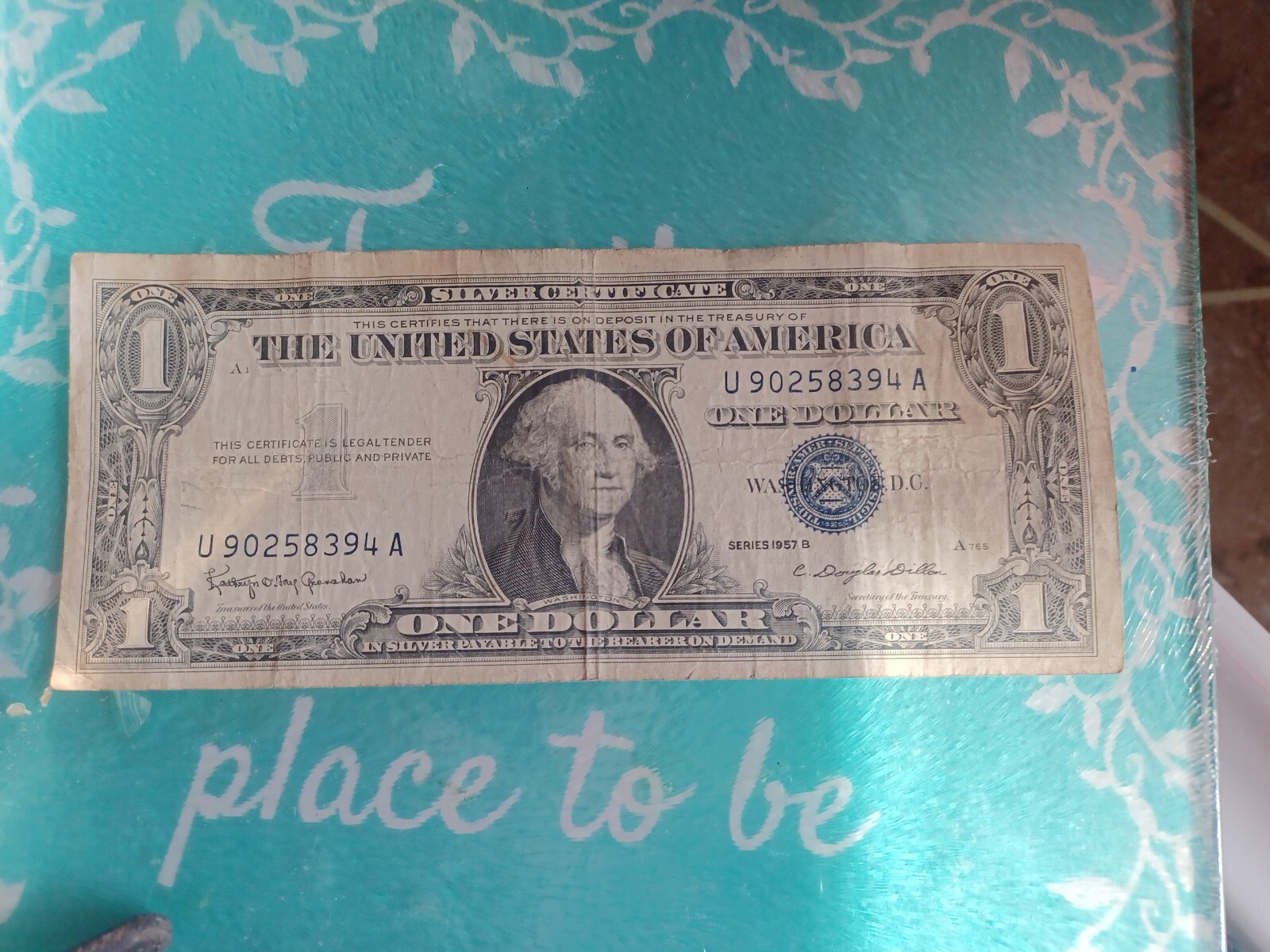 1957 One Dollar Blue Seal Series B note silver certificate old U .S ...