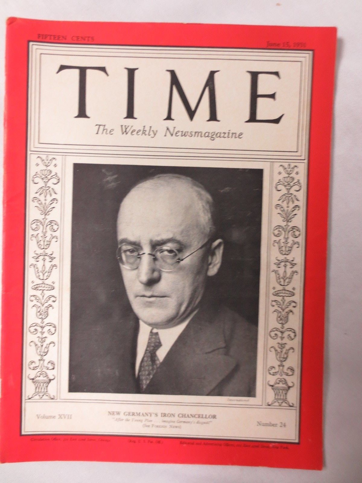 1931 Time Magazine New Germany's Iron Chancellor | eBay