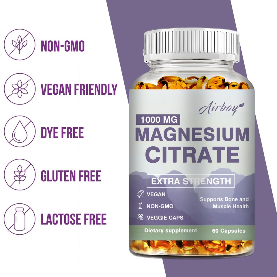 Magnesium Citrate 1000mg - Supports Digestive Health, Strong Bone ...