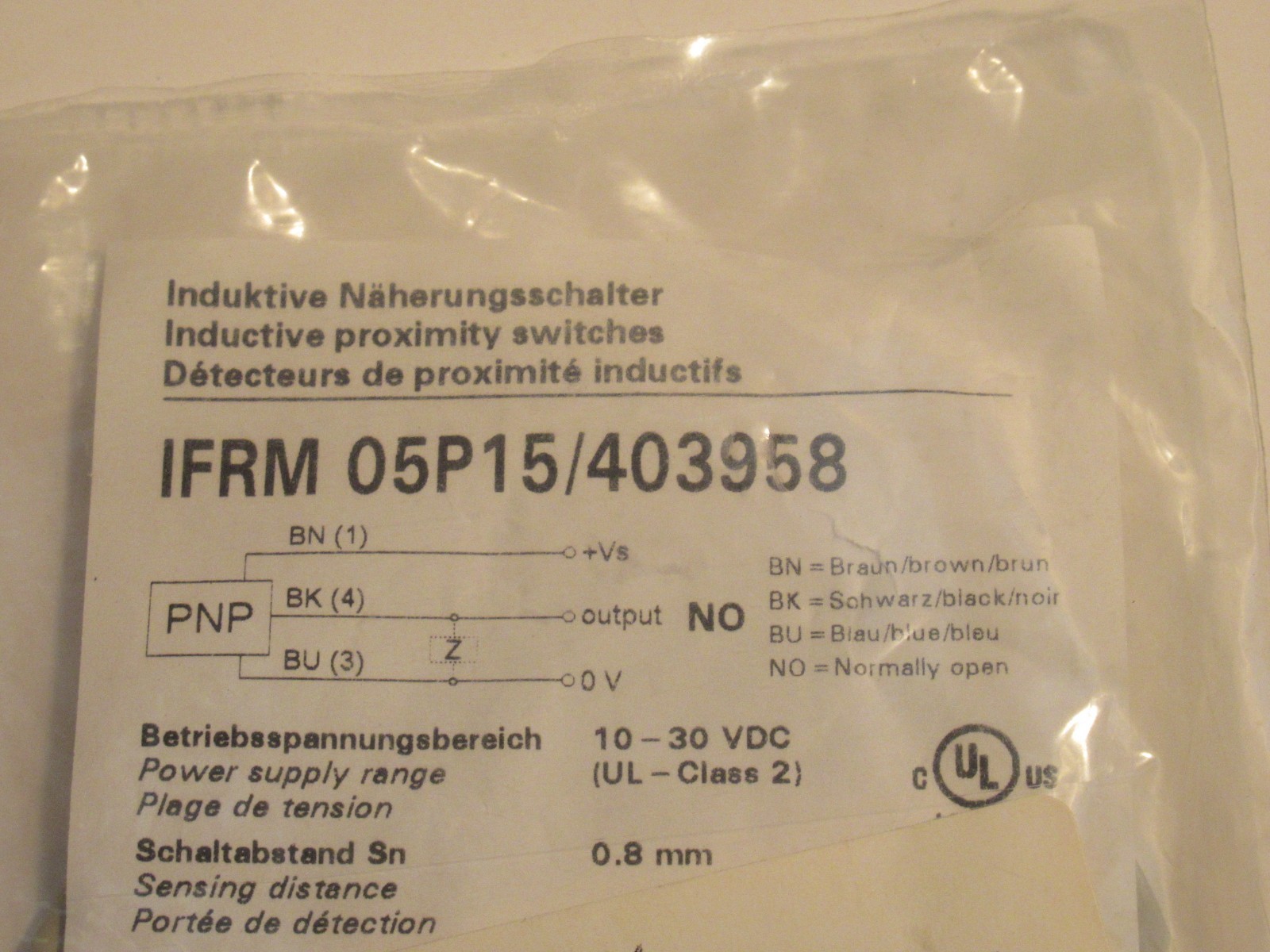 BAUMER ELECTRIC IFRM 05P15/403958 10-30DC 0.8mm PHOTOELECTRIC SENSOR ...