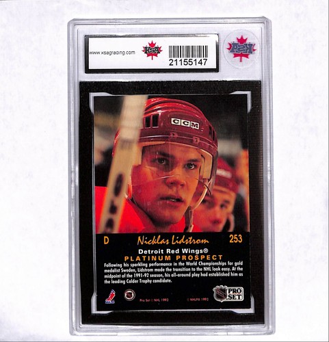 1991-92 Pro Set Platinum Nicklas Lidstrom Rookie KSA 10 (CP), #253 | eBay
