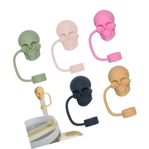 TDTOK 5Pcs Cute Skull Straw Toppers, Well Made Skull Shape Silicone ...