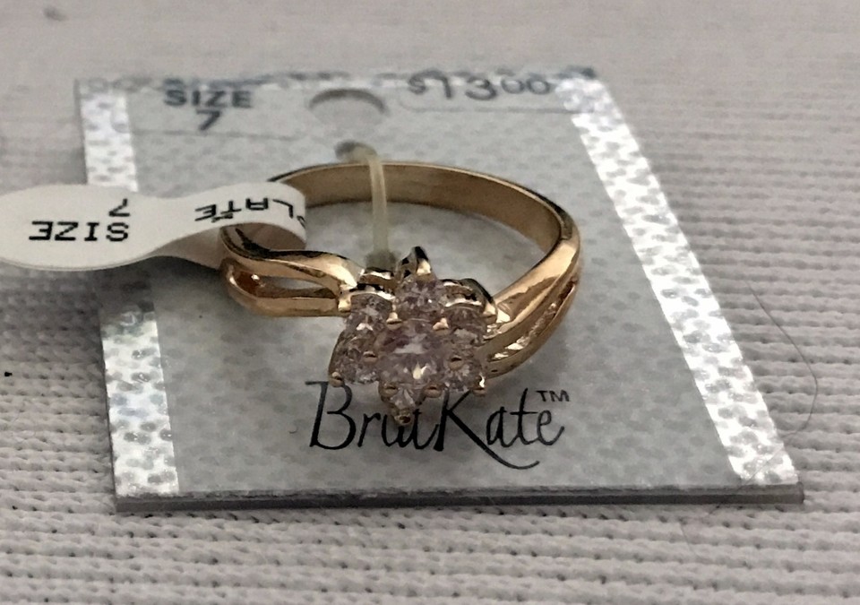 BRIA KATE Clear CZs cubic Zirconia gold plated FLOWER SHAPED RING | eBay
