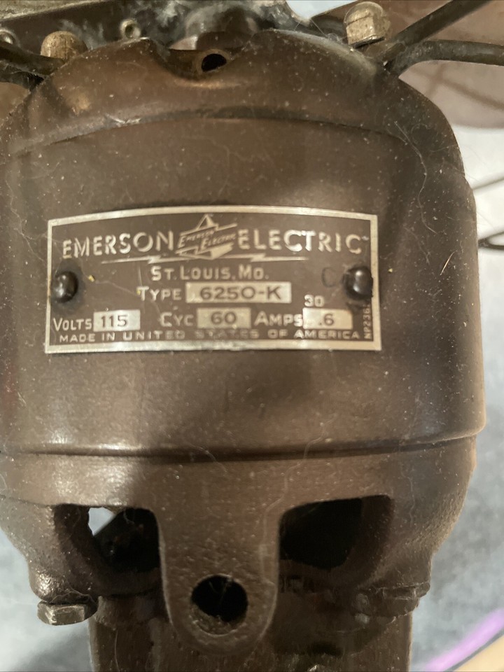 Antique Emerson Electric 6250-K Brass Blade Oscillating Desk Fan | eBay