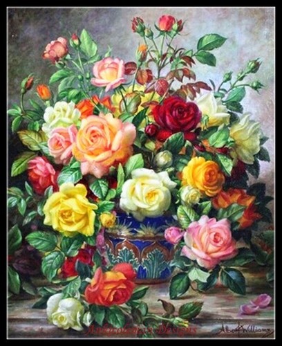 Hybrid Tea Roses - DIY Chart Counted Cross Stitch Patterns Needlework ...
