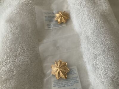 ARMY AIR FORCE Pair 2 MAJOR GOLD PLATED OAK LEAF COLLAR PINS MILITARY ...