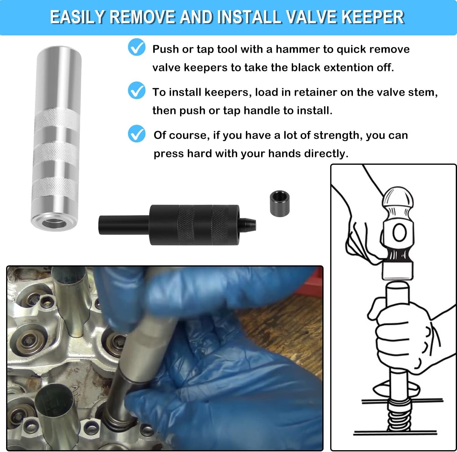 Valve Keeper Remover Installer Tool Kit Valve Spring Retainer Removal ...